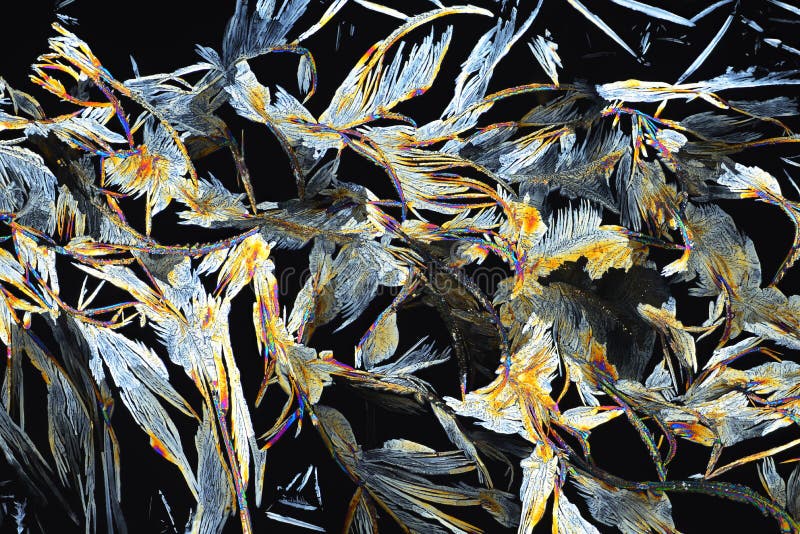 Colorful Micro Crystals in Polarized Light. Photo through a Microscope ...