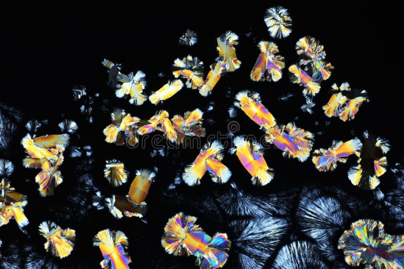 Colorful Micro Crystals in Polarized Light. Photo through a Microscope ...