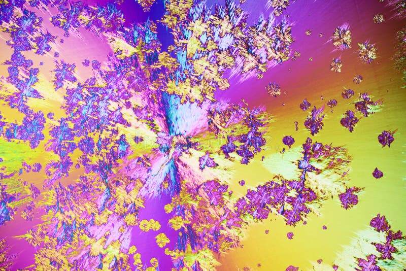 Colorful Micro Crystals in Polarized Light. Photo through a Microscope ...