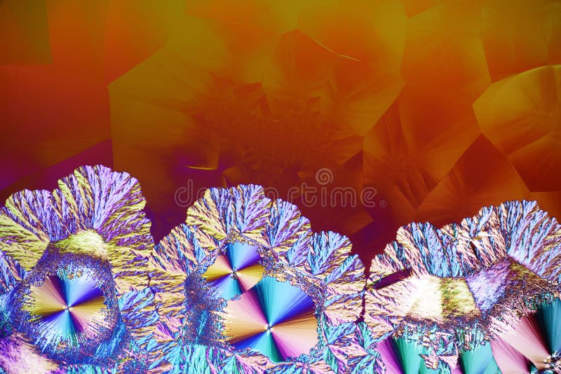 Colorful Micro Crystals in Polarized Light. Photo through a Microscope ...