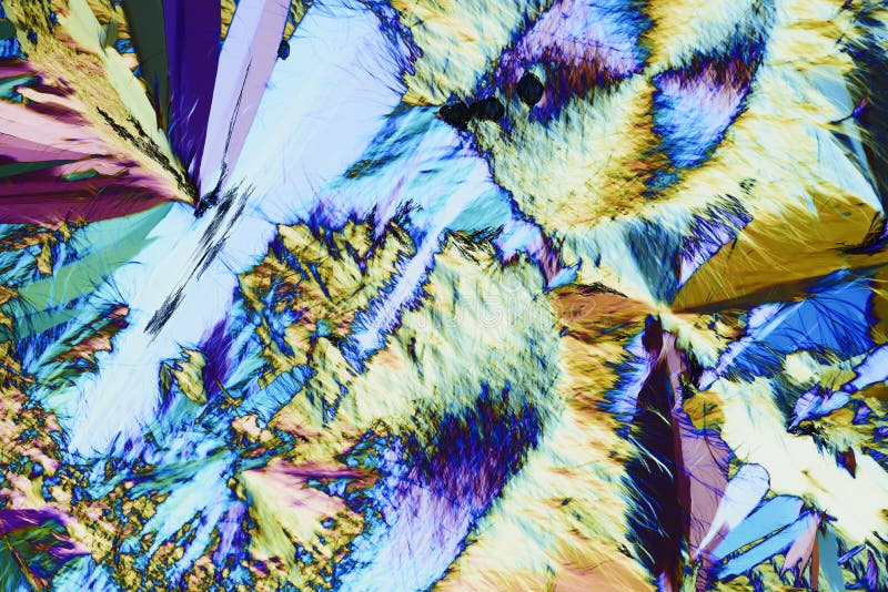 Colorful Micro Crystals in Polarized Light. Photo through a Microscope ...
