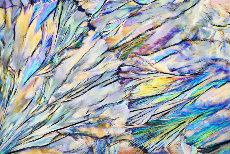 Colorful Micro Crystals in Polarized Light. Photo through a Microscope ...