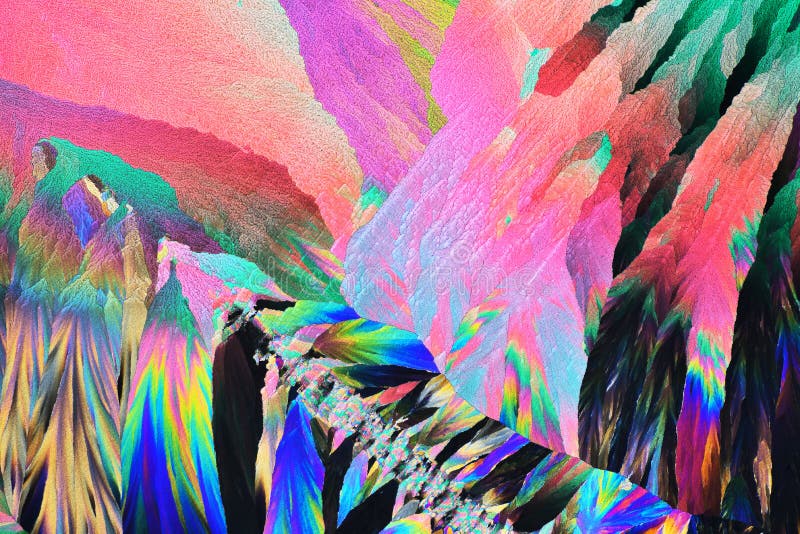 Colorful Micro Crystals in Polarized Light. Photo through a Microscope ...