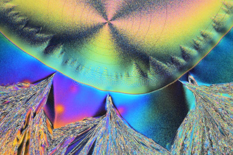 Colorful Micro Crystals in Polarized Light. Photo through a Microscope ...