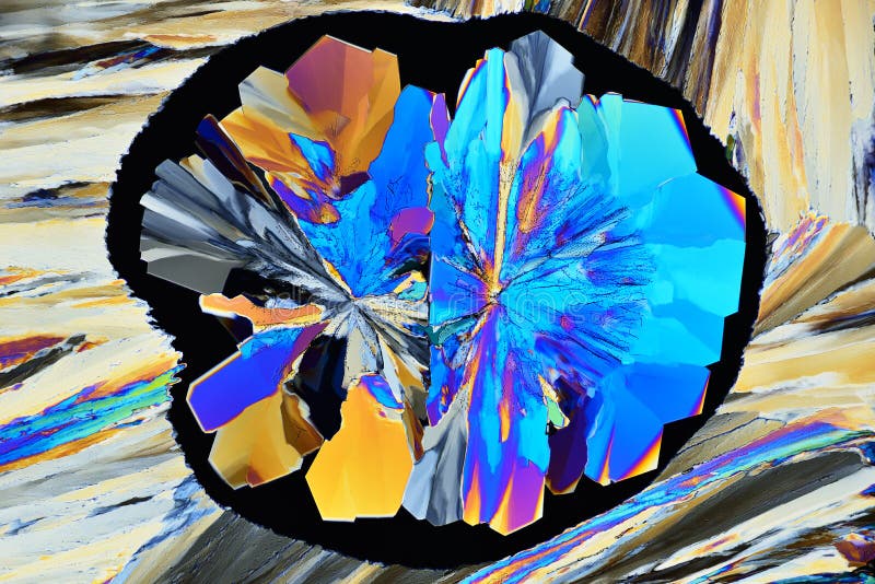 Colorful Micro Crystals in Polarized Light. Photo through a Microscope ...