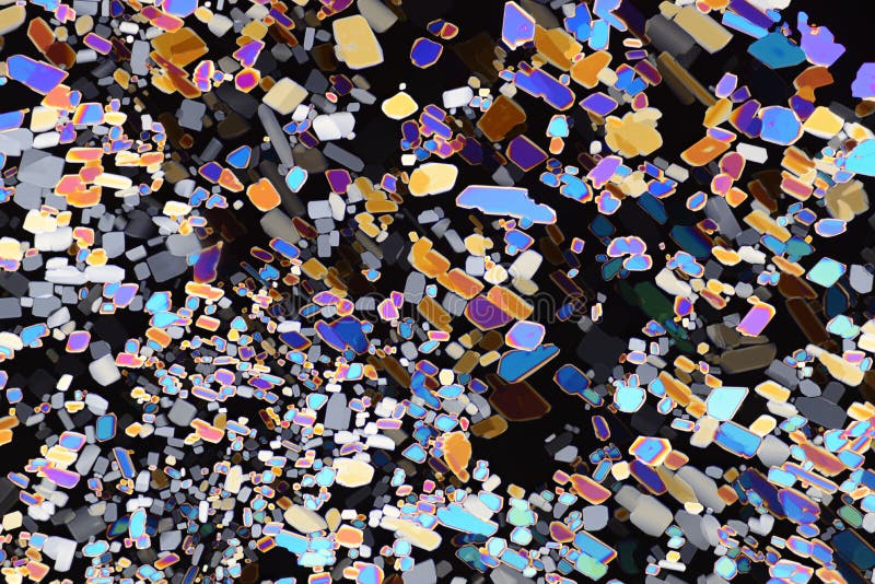 Colorful Micro Crystals in Polarized Light. Photo through a Microscope ...