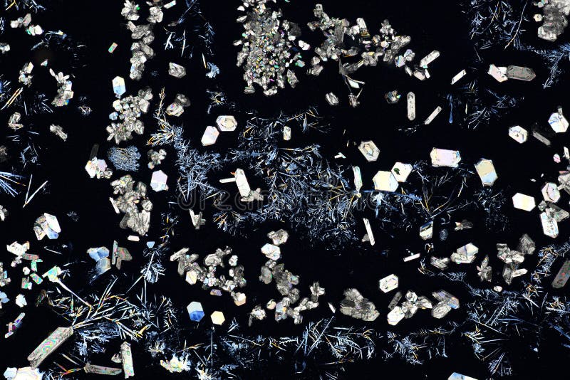 Colorful Micro Crystals in Polarized Light. Photo through a Microscope ...