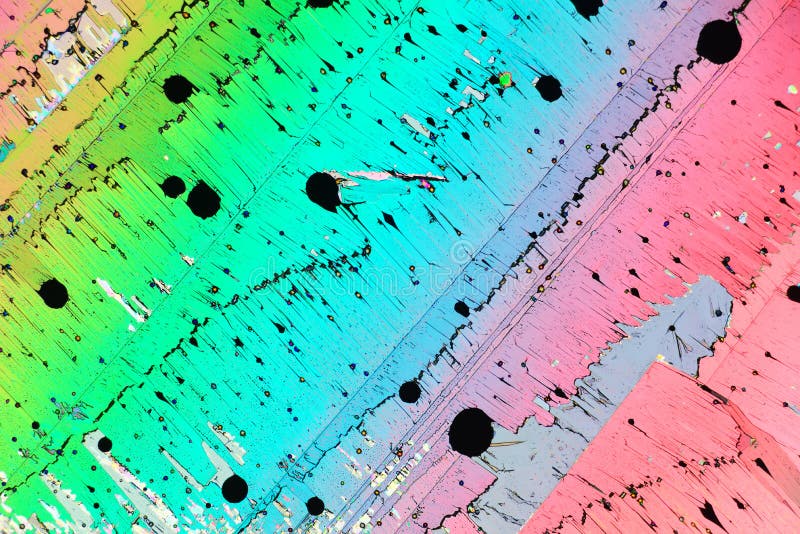 Colorful Micro Crystals in Polarized Light. Photo through a Microscope ...