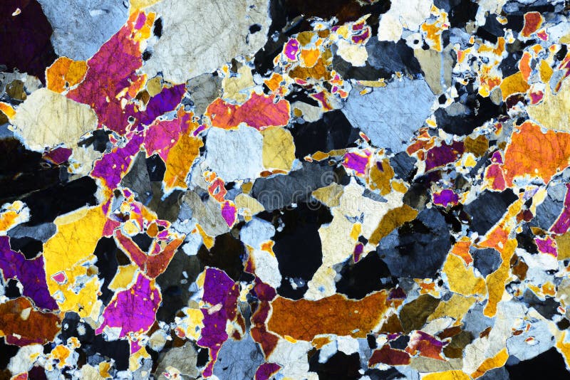 Colorful Micro Crystals of Rock in Polarized Light Stock Photo - Image ...