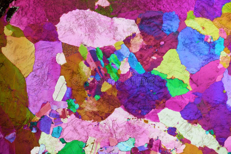 Colorful Micro Crystals of Rock in Polarized Light Stock Photo - Image ...