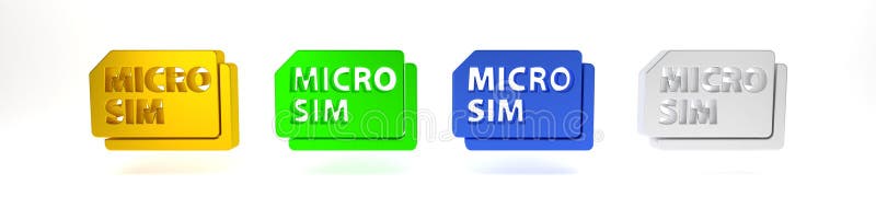 Colorful Micro Sim Card Icon Isolated on White Background. Mobile and ...