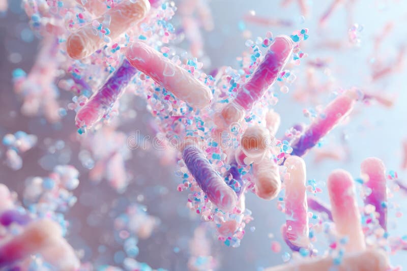 Colorful Microbes and Bacteria in Abstract Science-Themed Micrography ...