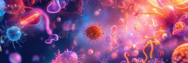 Microscopic Microbes in Vibrant Colors Showcasing Diverse Shapes and ...