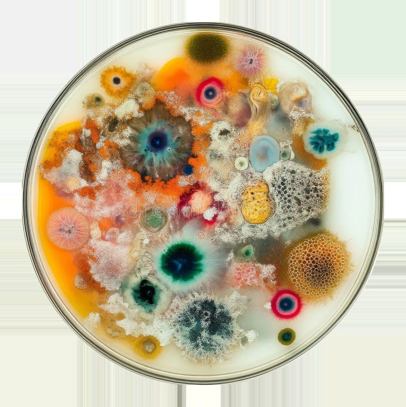 Colorful Microbial Growth in Petri Dish Stock Image - Image of ...