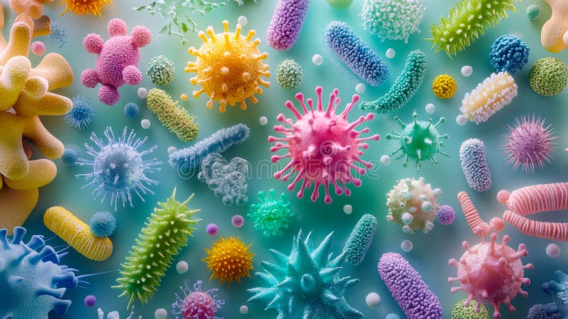 Colorful Microbial Life Forms Under a Microscope Stock Image - Image of ...