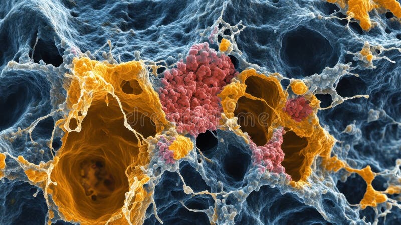 Colorful Microbial Structures in a Complex Network Stock Photo - Image ...