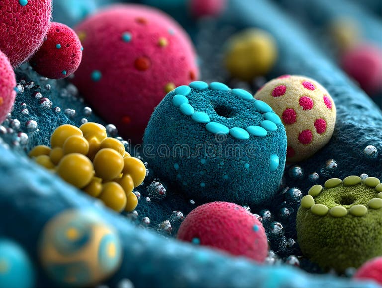 Colorful Microbial Structures Observed Under a Microscope in a ...