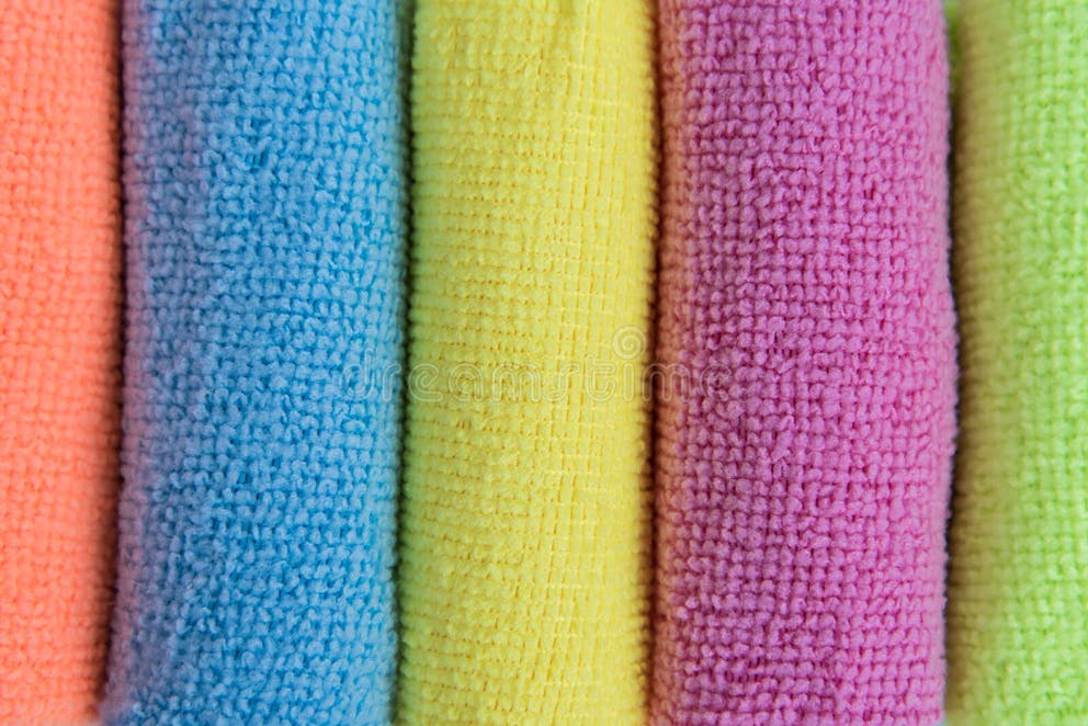 Colorful Microfiber Cloth, Folded in the Rollers. the Fabrics are Laid ...