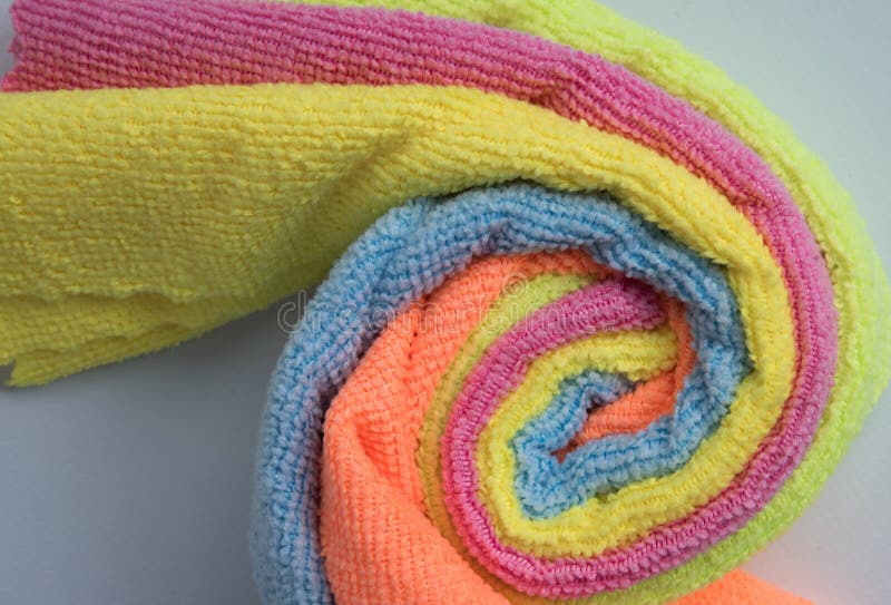Colorful Microfiber Cloth, Folded in the Rollers. the Fabrics are Laid ...