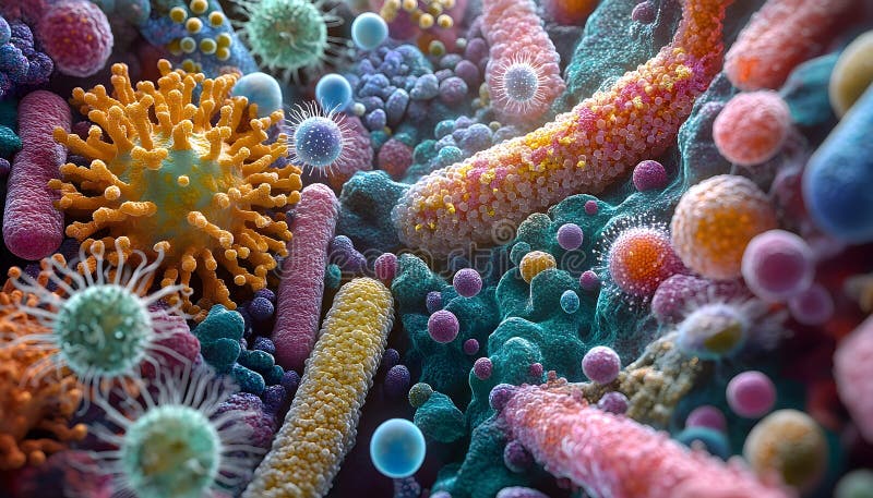 Microbial World: AI-Generated Art Stock Illustration - Illustration of ...