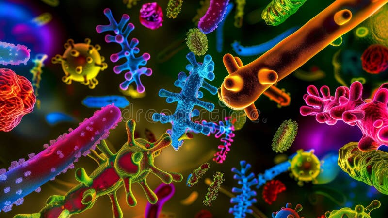 Colorful Microorganisms Under Microscope. Generative Ai Stock ...