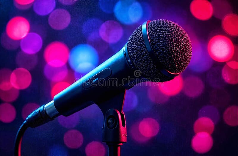 Colorful Microphone Against Vibrant Blurred Background Ready for ...