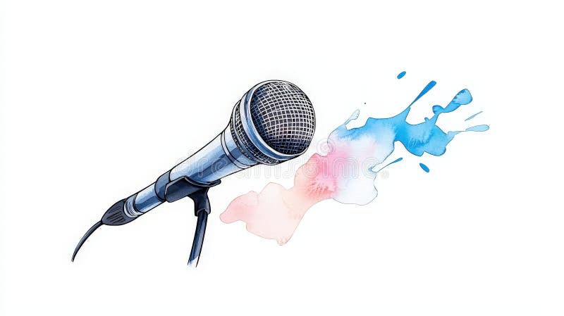 Colorful Microphone Illustration with Splash Effect for Music and ...