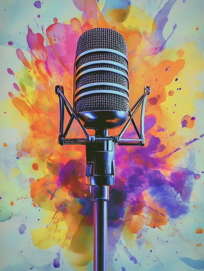 Colorful Microphone and Sound Waves Stock Photo - Image of vibrant ...