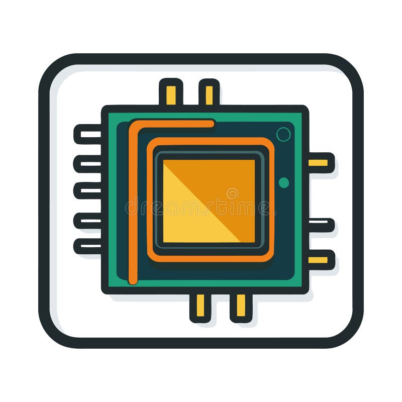 Colorful Microprocessor Chip Icon. Stock Vector - Illustration of ...
