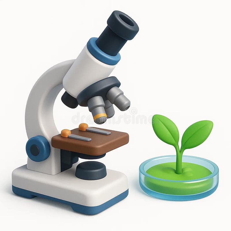 Colorful Microscope beside a Growing Plant in a Petri Dish Stock Illustration - Illustration of ...