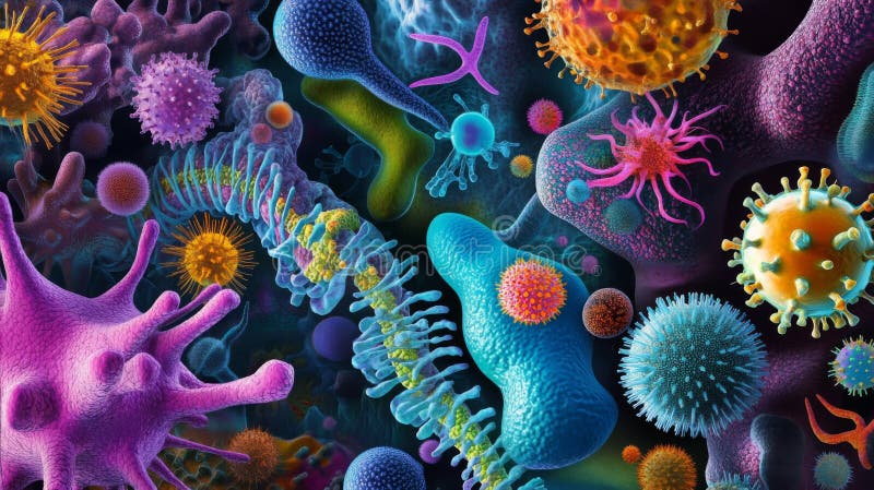 Colorful Microscopic Cells Abstract Medical Science Background Stock ...