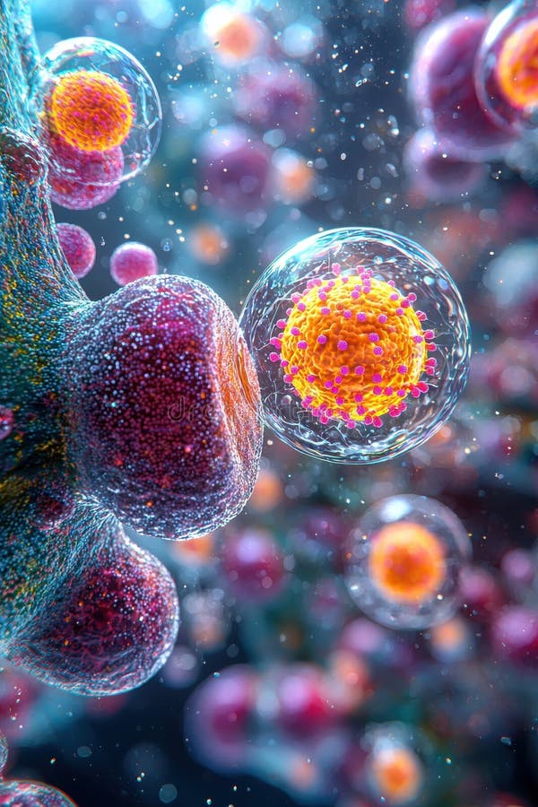 Colorful Microscopic Close-up of Human Cells in a Dynamic Environment ...