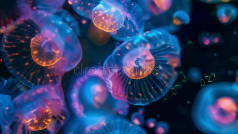 Colorful Microscopic Image of a Group of Dinoflagellates a Type of ...