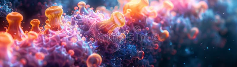 Colorful Microscopic Image Showcasing Vibrant Microbe Structures and ...