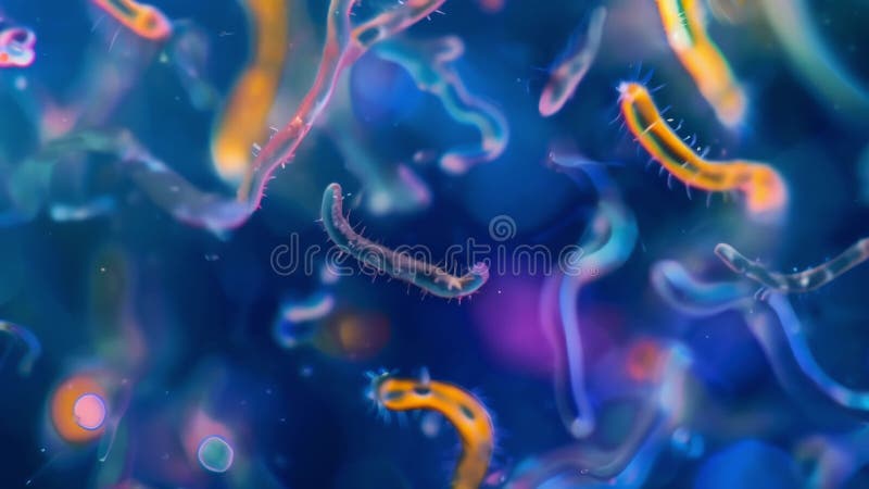 A Colorful Microscopic Image of a of Tiny Thin and Cylindrical ...