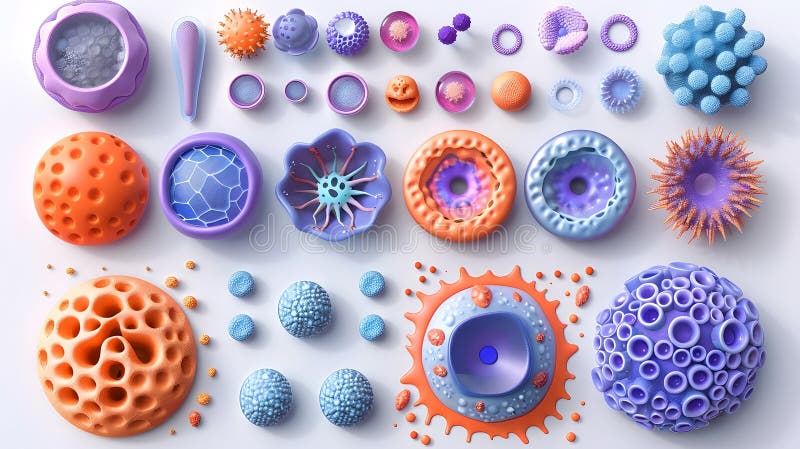 Colorful Microscopic Organic Cellular Structures 3D Stock Photo - Image ...