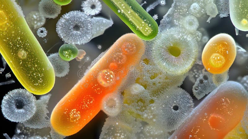 Colorful Microscopic Organisms, an Image Was Created with Artificial ...