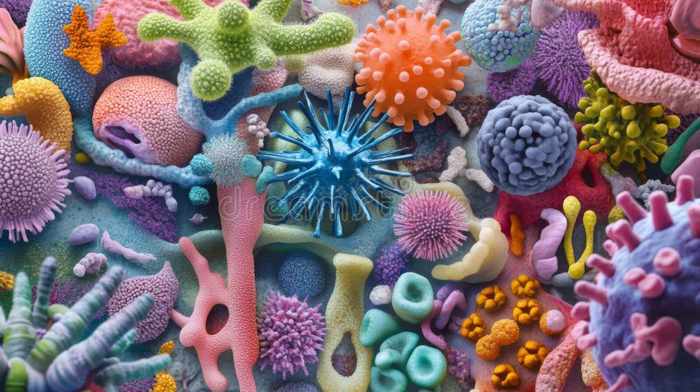 Colorful Microscopic Organisms Background Stock Illustration ...