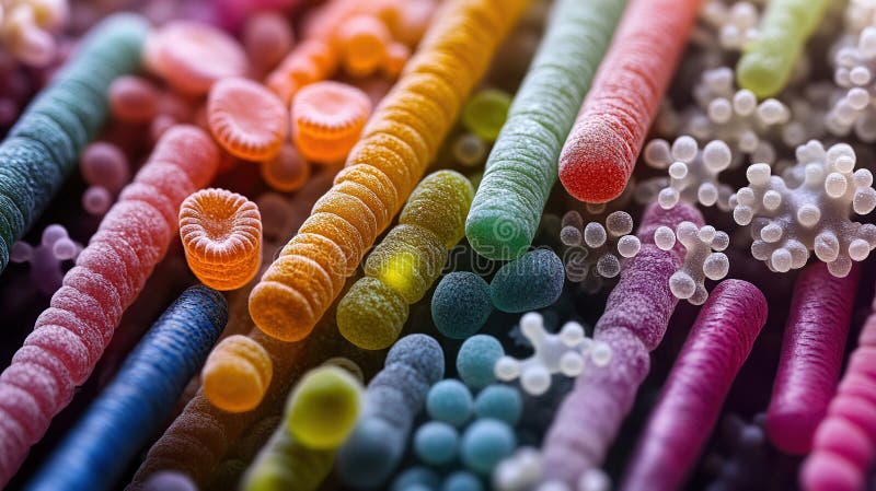 Colorful Microscopic Organisms, Bacteria, and Microbes Stock ...