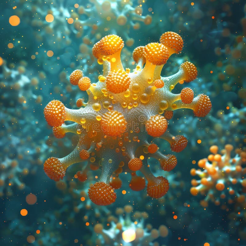 Colorful Microscopic Representation of a Virus in a Vibrant Underwater ...