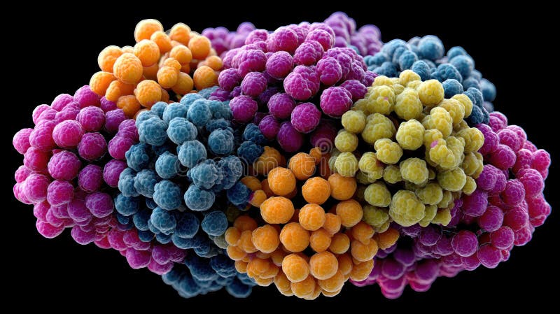 Microscopic Spheres Forming Colorful Cluster on Transparent Background ...