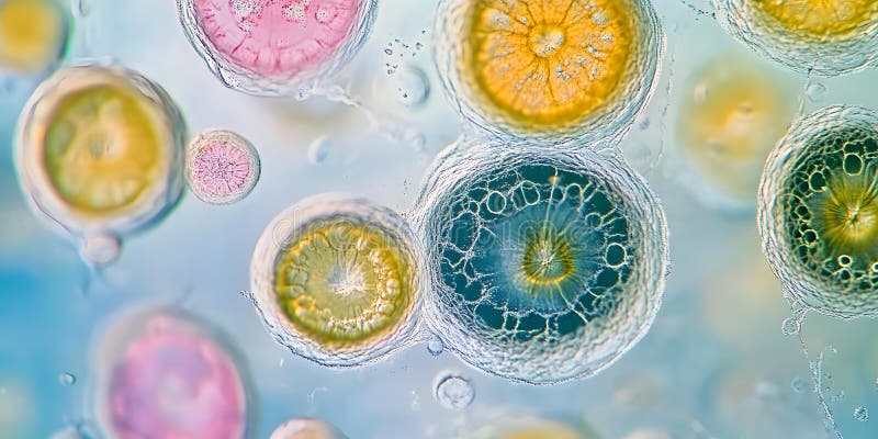 Colorful Microscopic Structures in Clear Liquid Stock Illustration ...