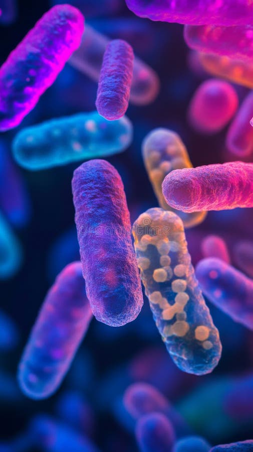 Colorful Microscopic View of Bacteria Under a Microscope, Scientific ...