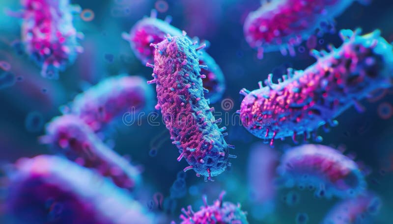 Colorful Microscopic View of Bacteria in a Vibrant Environment Stock ...