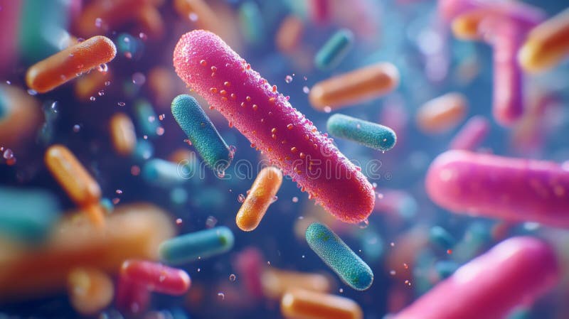 Colorful Microscopic View of Bacteria in a Vibrant Environment ...
