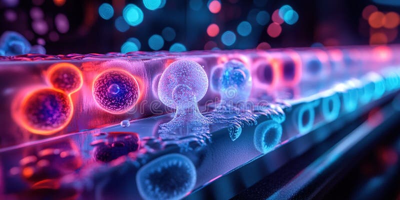 Colorful Microscopic View of Cells in a Laboratory Setting Showcasing ...
