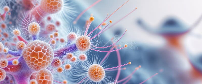 Colorful Microscopic View of Fungi and Mold Structures. Stock Photo ...