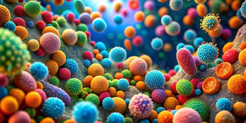 Colorful Microscopic View of Microbial Structures Generative by AI ...