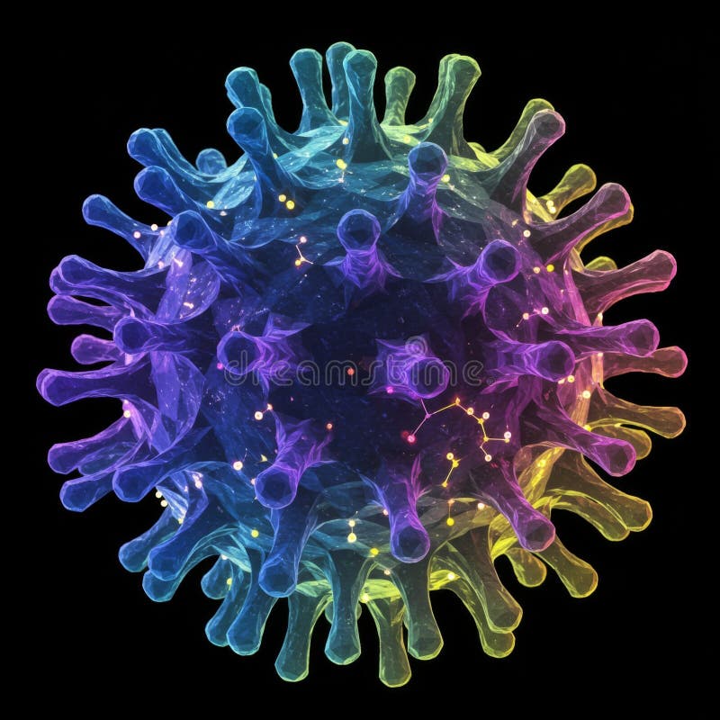 Colorful Microscopic Virus 3D Rendering Stock Illustration ...