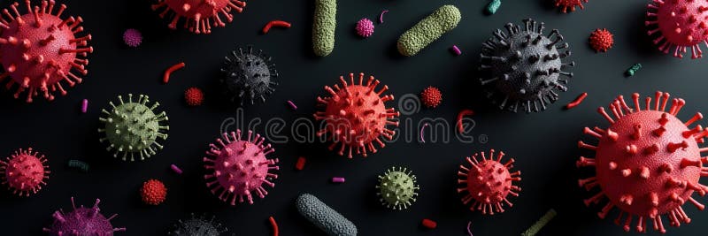 Colorful Microscopic,Visualization of Viruses and Bacteria: a Digital ...